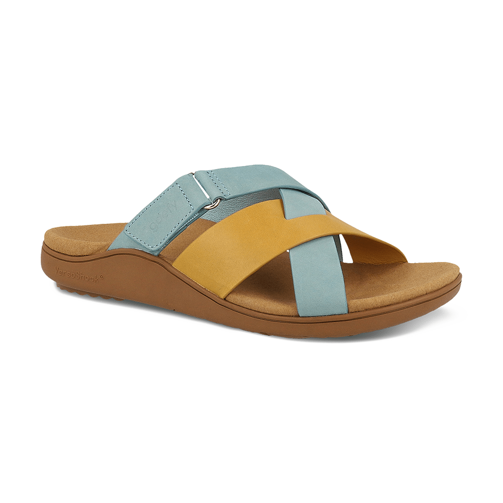Get Women’s Lynor Gold Blue Comfort Sandals – G-defy